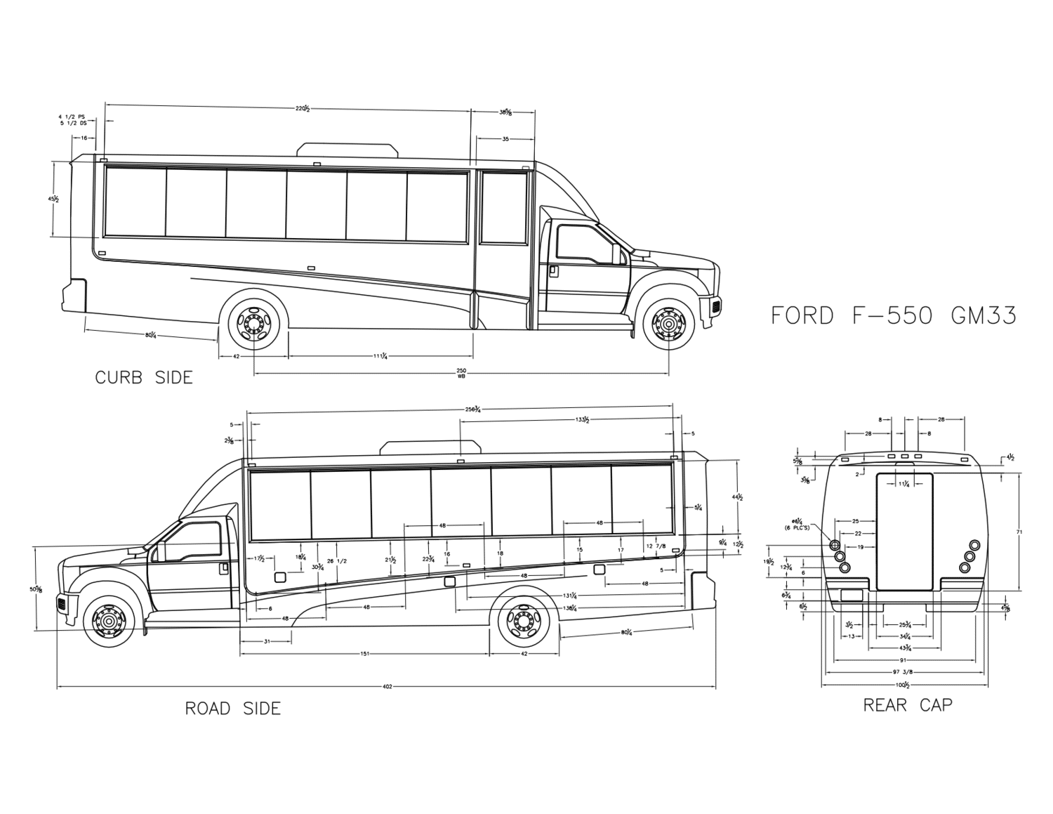 28 Passenger GM33 Ford F600 Black - Grech Motors